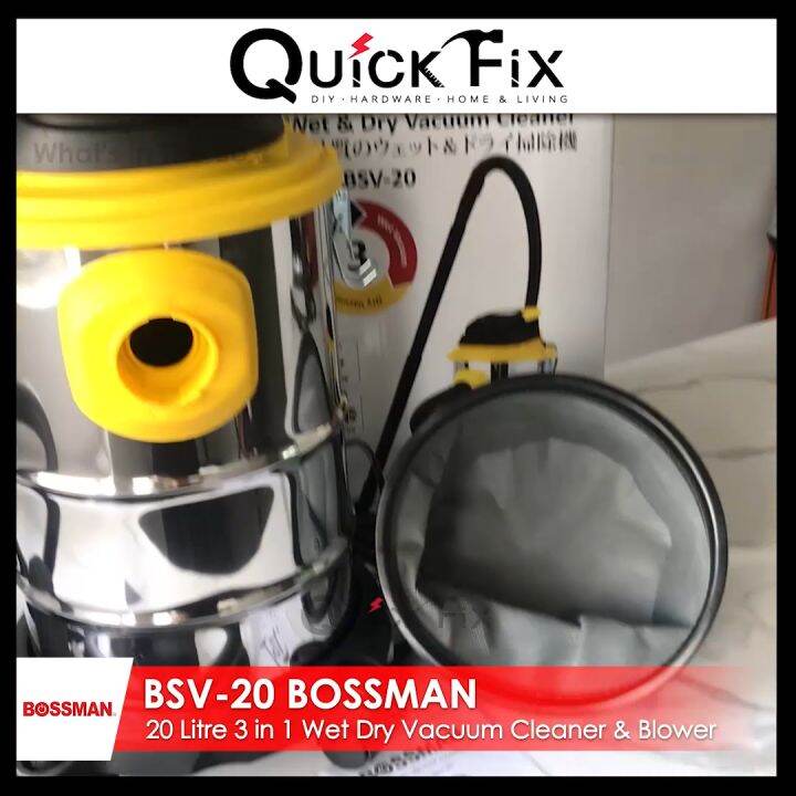 QuickFix [NEW 3 IN 1 PRO] 20 Litre Wet Dry Vacuum Cleaner Wet & Dry Vacum 1600 Watt Max Wet And ...