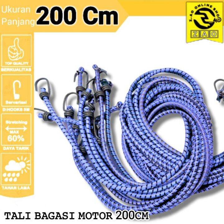 TALI BAGASI MOTOR 200 CM/Tali ikat barang 2 meter/Tali Karet 100 cm ...