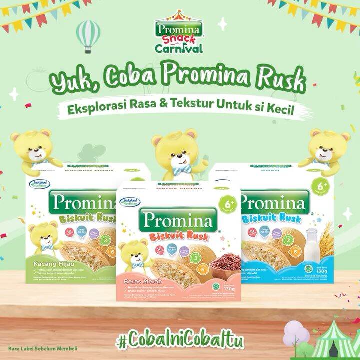 PROMINA - Biskuit Rusk 130g Rasa Susu, Beras Merah, Kacang Hijau ...