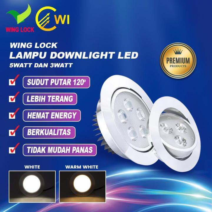 Lampu Downlight LED 5 Watt 5 Mata Wing Lock | Lazada Indonesia