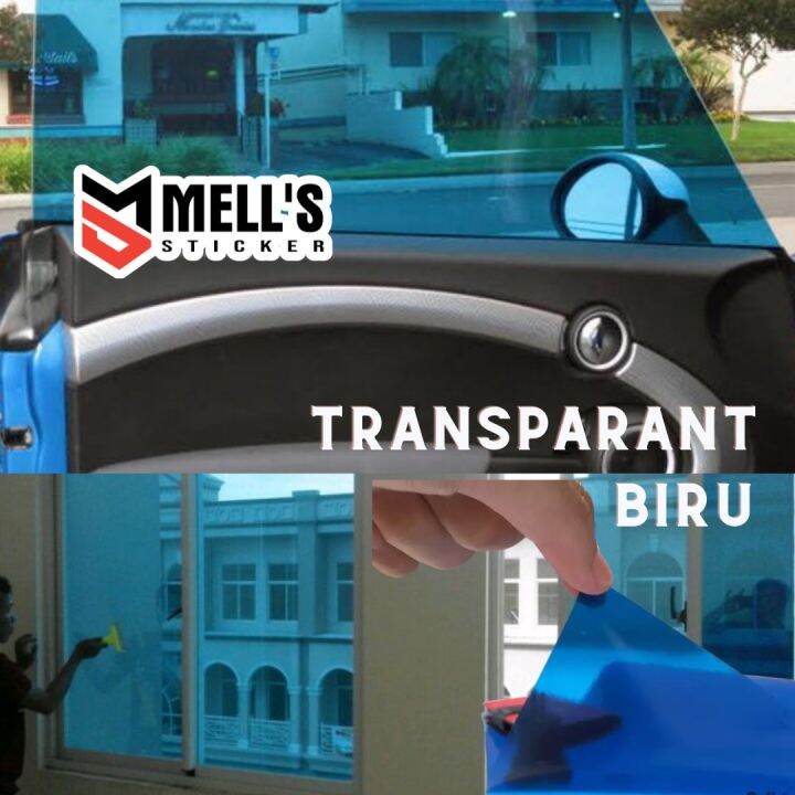 stiker skotlet biru transparan transparan biru lebar 45 cm panjang 1 ...