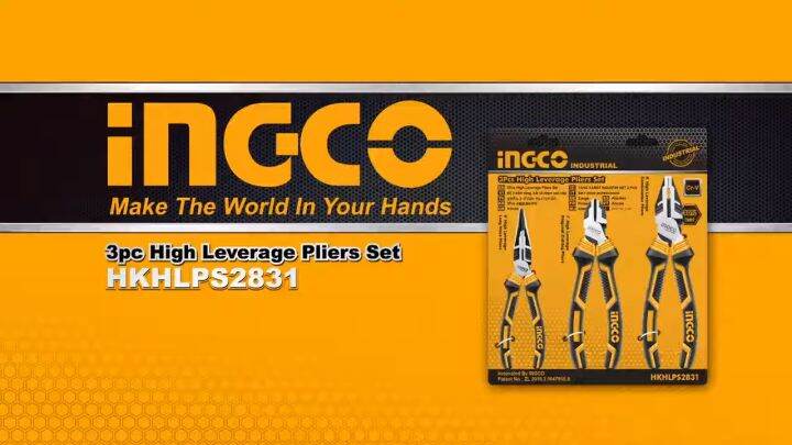 INGCO HKHLPS2831 ชุดคีมแบบลดแรง 3 ชิ้น (คีมปากแหลม 6 นิ้ว, คีมปากเฉียง ...