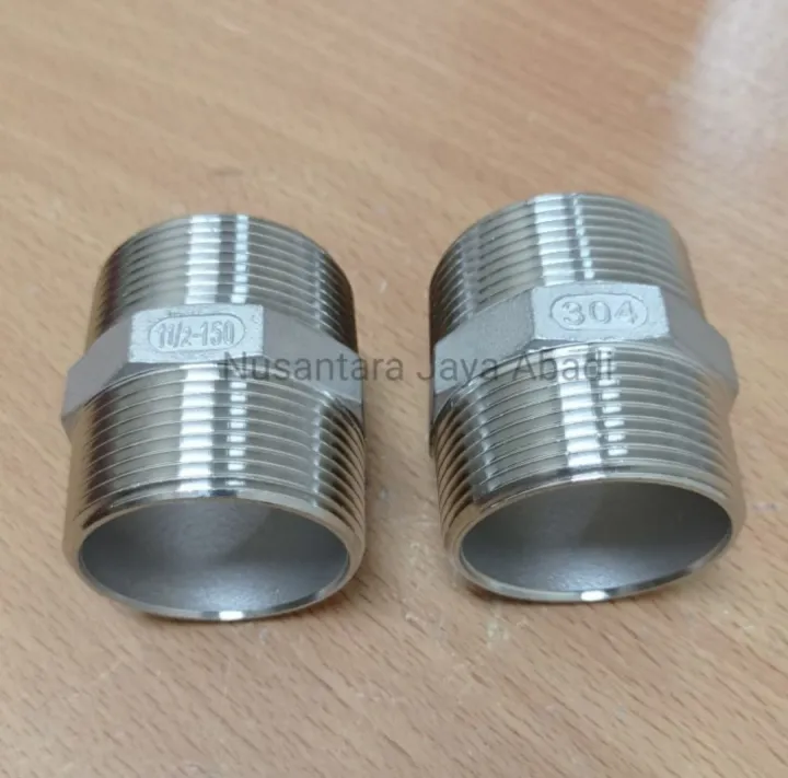 Double Nepel Stainless 304 1 1/2 " inchi DN 40 Nepel Drat Luar | Lazada ...