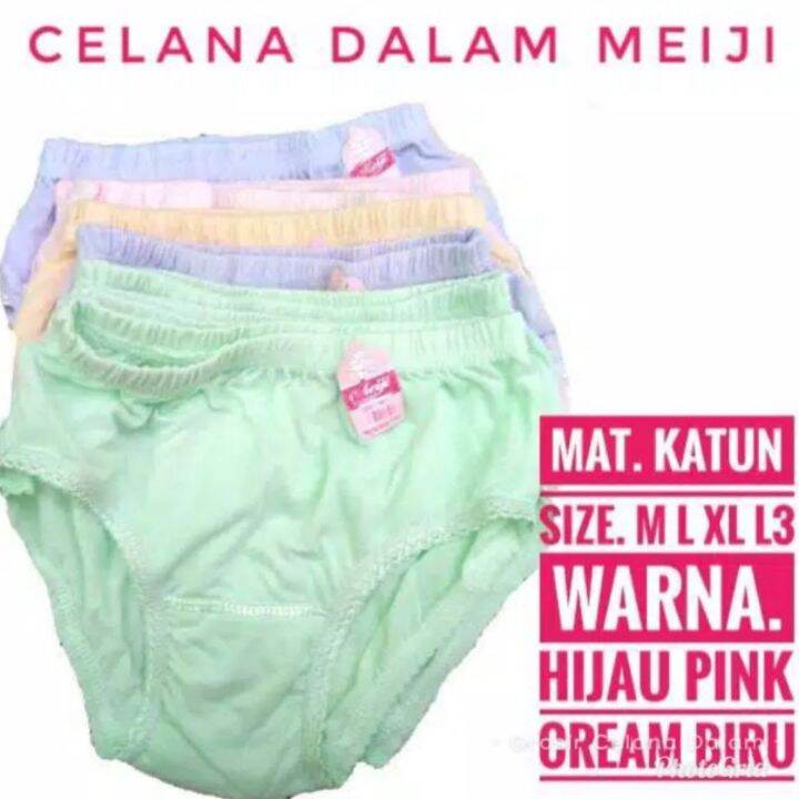 [M,L,XL,3L] Celana Dalam Wanita Meiji Meijo Lycra Pinggang Karet Atas Pusar CD Dewasa Jumbo Inul ...