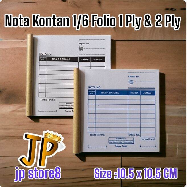 Nota Kontan 1/6 Folio 1 Ply & 2 Ply | Nota Kontan 1/6 Folio Murah ...