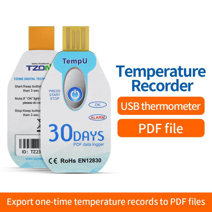 USB Temperature Data Logger Temperature Humidity Data Recorder Single Use USB Port 10000 Points ...