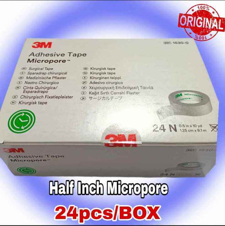 3M Micropore Surgical Tape 0.5 or 1/2 inch ( 24 pieces per box ...