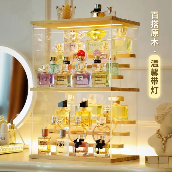 Solid Wood Perfume Storage Rack Light Luxury Ins Acrylic Sample Display ...