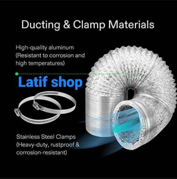 Flexible ducting 4 in (6 meter) free klem 2 pc /pipa hexos,cooker hood ...