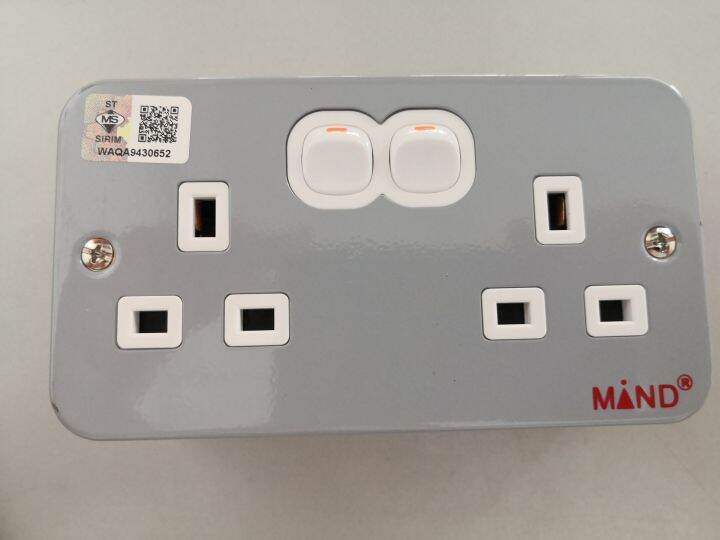 MIND 13A 2GANG METAL SWITCH SOCKET | Lazada