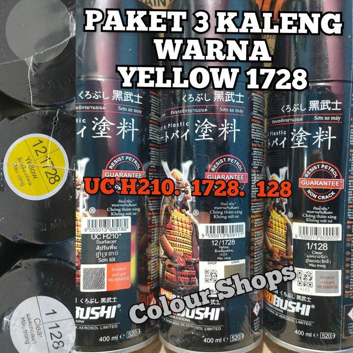 Pilok Cat Semprot Samurai Paint Paket 3 Kaleng 400ml Kuning Yellow 1728 Epoxy Surfacer UC H210 ...