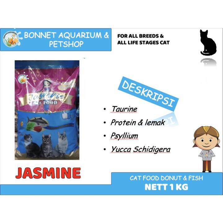 JASMINE YASMIN 1KG PAKAN KUCING KERING DRYFOOD CAT FOOD | Lazada Indonesia