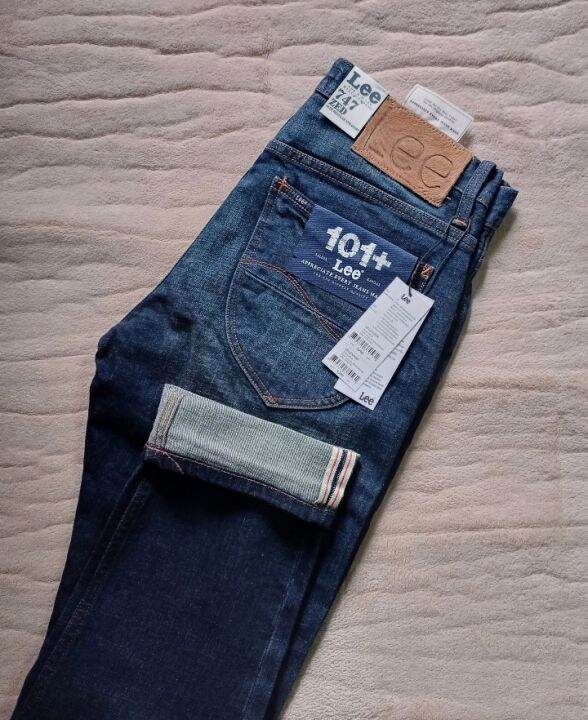 LEE 101+Zed 747 ริมแดง ผ้ายืด เอวกลาง กระบอก เข้ารูป made in Thailand ...