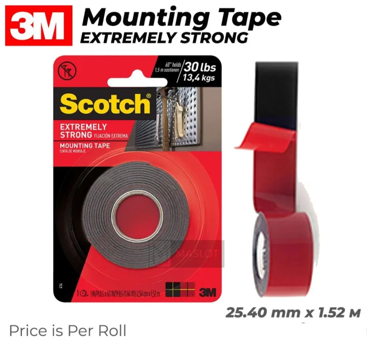 3M Scotch 414P Extreme Strong Mounting Tape Double Sided Tape 25.4mm x 1.5meter / new 414-S19 ...