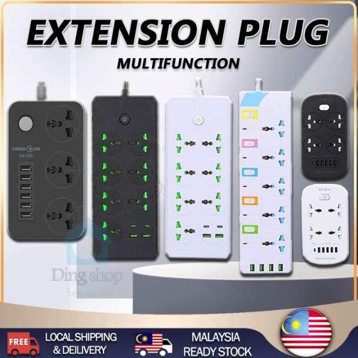 Universal 3/6 Power Socket Extension With USB Ports Power Strip Surge ...