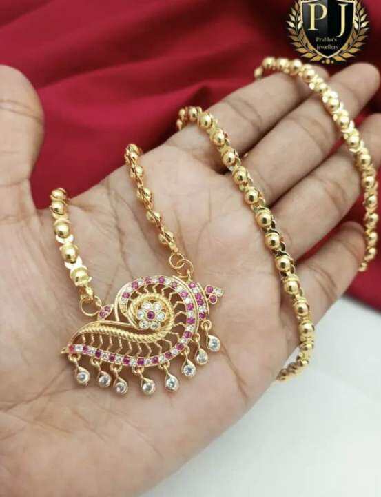 ready stock small impon sangu pendant + paruppu chain 30” inch | Lazada