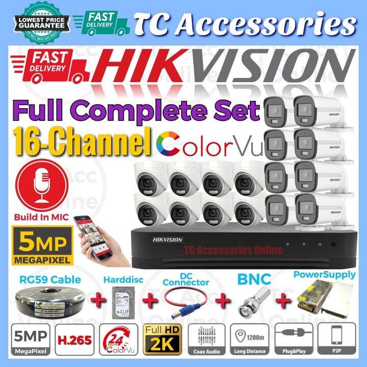 HIKVISION ColorVu Full Complete Set DIY 🌟16-CHANNEL🌟 5.0MP CCTV Full HD ...