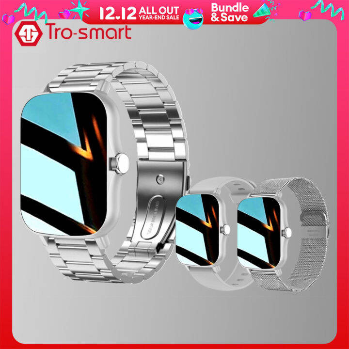 Gray Silver Color Smart Watch Women Men Smartwatch Sport Full Touch ...
