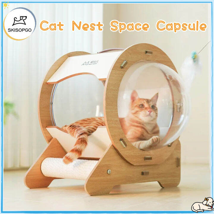 SKISOPGO Portable Round Capsule Cat Nest 360 ° No Dead Angle, Bilateral ...