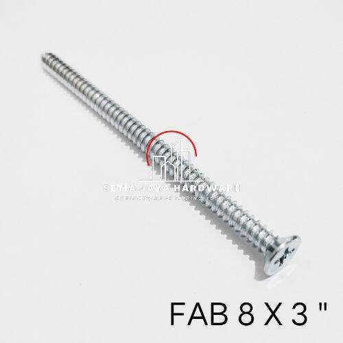 [25 pcs] Sekrup Fab 8 x 3" | Fab 8 x 3 inch | Sekrup Putih Kusen ...
