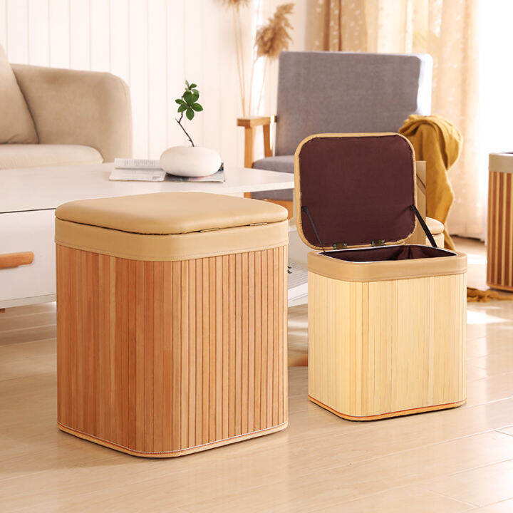 Bamboo Woven Solid Wood Storage Chair Storage Stool Home Doorway Multi ...