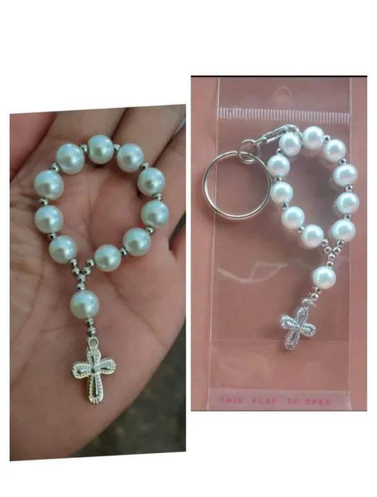 5pcs DIY Mini Rosary White in Resealable Plastic Pouch with THANK YOU ...