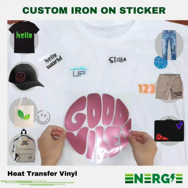 ENERGIE Iron On Sticker Custom Sticker Baju Stiker Baju Iron Heat ...