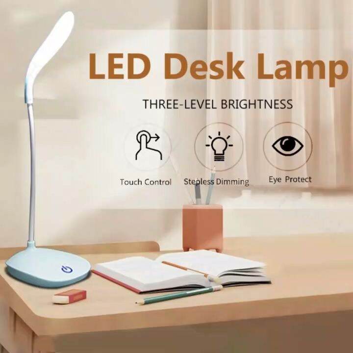 Table Lamp LED Stand Rechargeable 3 Levels Brightness Study Reading ...