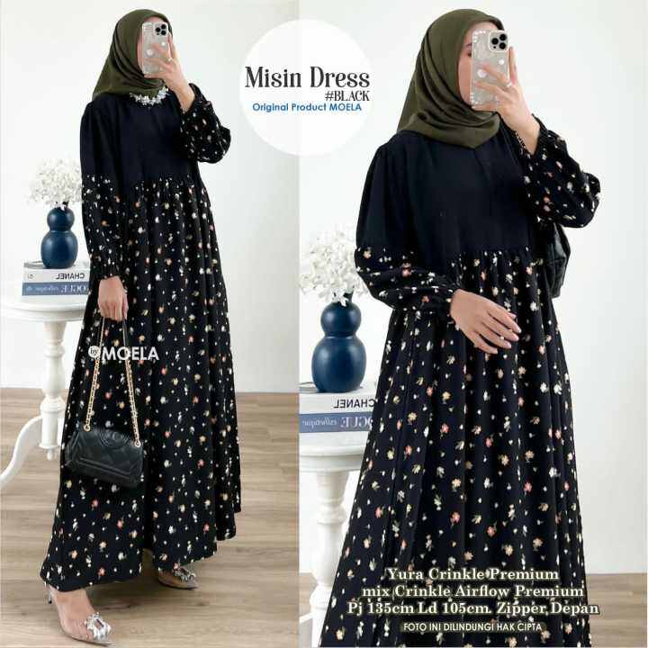 Misin dress bahan yura crinkle premium mix crinkle airflow | Lazada ...