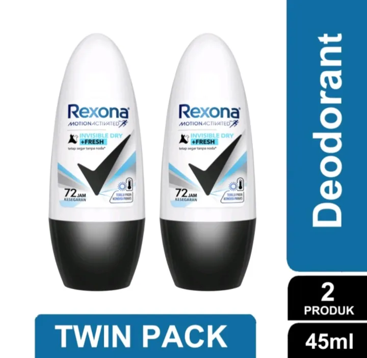 Rexona Women Anti Perspirant Invisible Dry Deodorant Roll On 45 ml Twin Pack | Lazada Indonesia