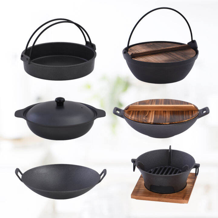 Thick Cast Iron Double-Ear Dry Pot Japanese-Style Commercial Shouxi Pot ...