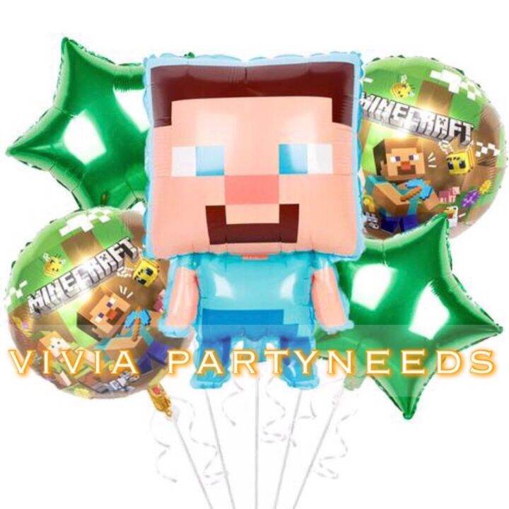 5in1 Minecraft Foil Balloon Set Birthday Theme Party Decoration | Lazada PH