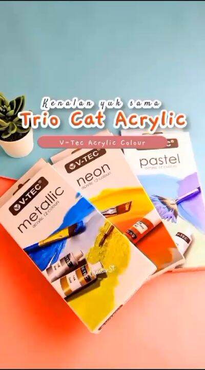 Cat Acrylic Metallic Colour VTEC Cat Akrilik 12 Warna 6ml V-Tec ...