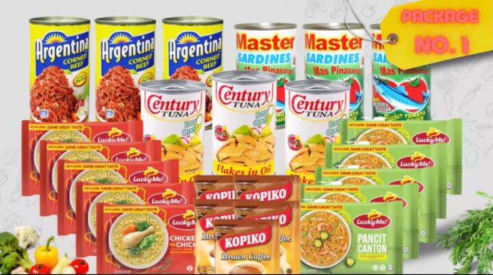 Grocery Package 1 (pancit canton, canned, century tuna, corned beef ...
