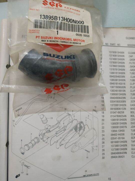 Tube Inlet Karet Pernapasan Filter Udara Suzuki Skywave dan Hayate ...