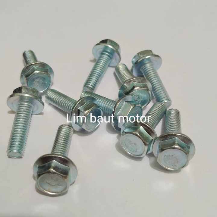 Lim Baut Motor baut 10 topi baut flange bolt 10 / 6mmx20mm ( 5 biji ...