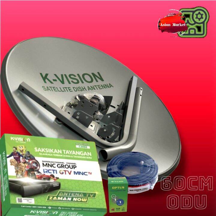 KVISION BROMO C2000 HYBRID Komplit antena parabola odu 60cm lnbf dan ...