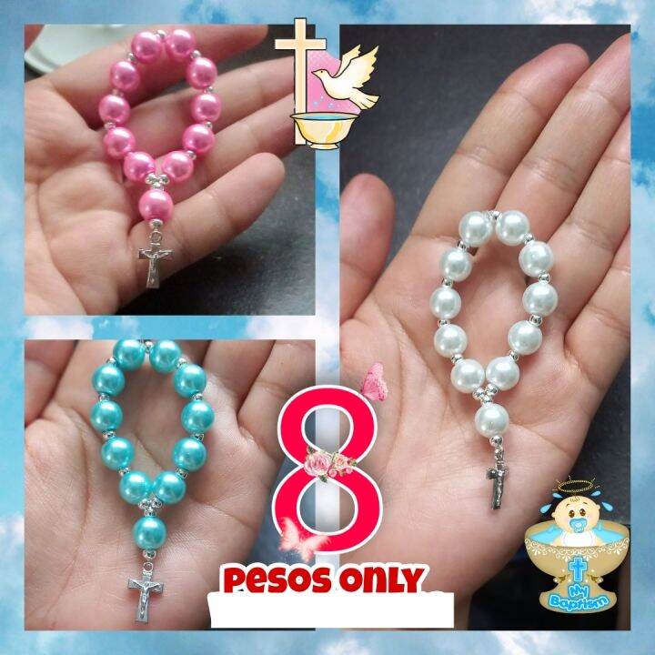Mini rosary or pocket rosary 10 pieces per pack for baptism christening ...