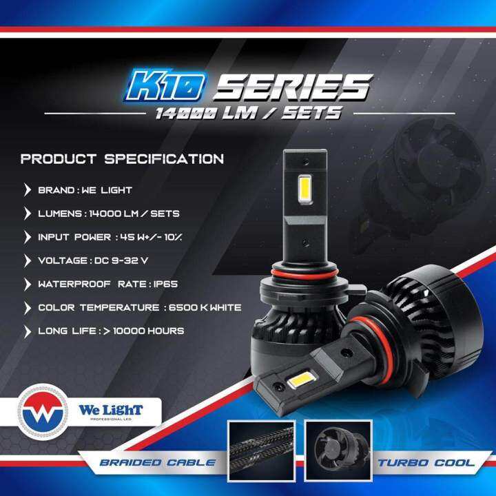 หลอดไฟหน้า LED Welight K10 แสงสีขาว 6500K 14000LM | Lazada.co.th