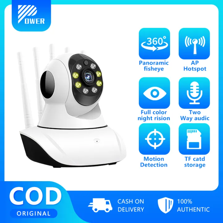 【POWER】1080p ip camera with pan/tilt two-way audio 5 antennas super ...