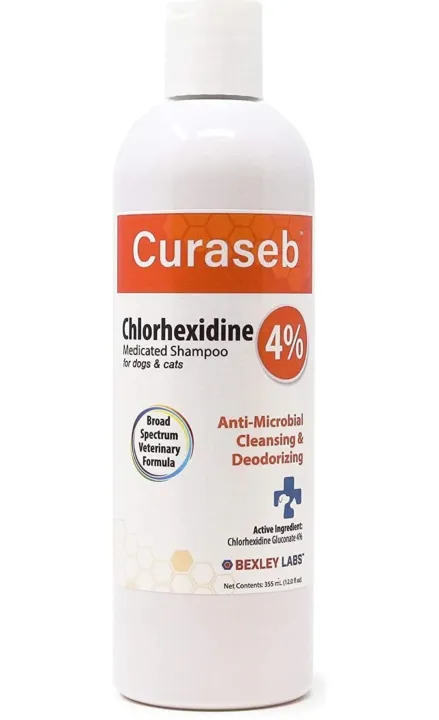 Curaseb Chlorhexidine 4% Shampoo for Dogs & Cats, Maximum Strength ...