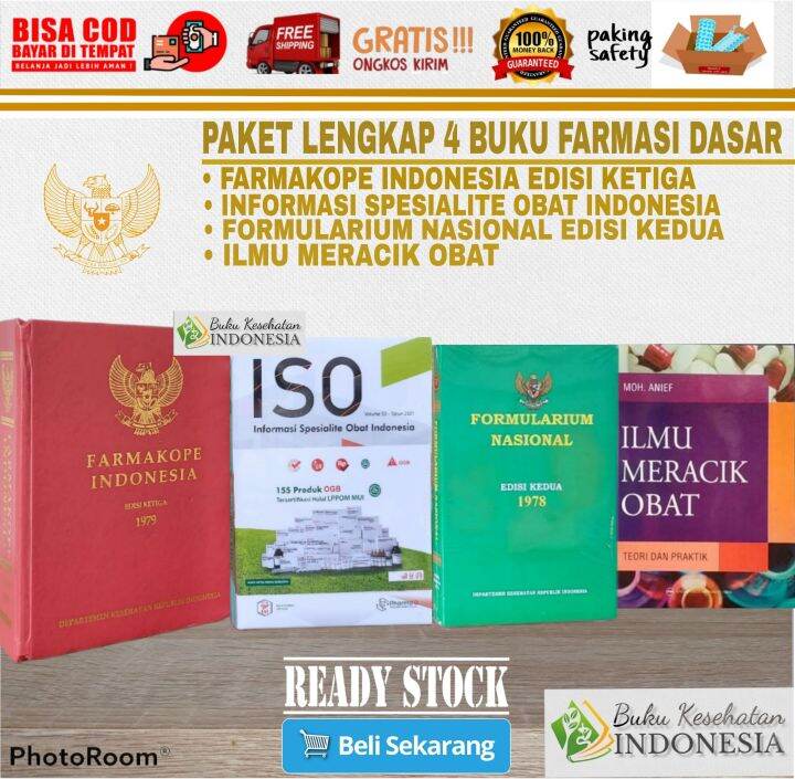 PAKET LENGKAP 4 BUKU FARMASI DASAR FARMAKOPE 3 ISO FORMULARIUM NASIONAL ILMU MERACIK OBAT ...