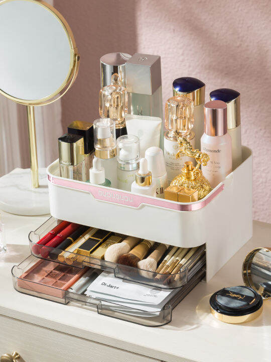 Jujia Jia กล่องเก็บเครื่องสำอางชั้นวางเครื่องสำอางมีหลายชั้นวางบนโต๊ะ ...