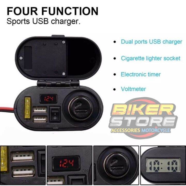 New 4in1 USB Charger Hp Voltmeter dan Jam Digital Waterproof Universal ...