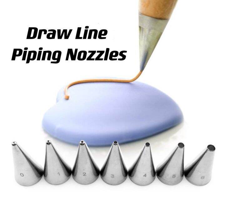 Draw Line Icing Piping Nozzles Thin Mouth Cake Cream Nozzles 猫厨天下の细圆裱花嘴 ...