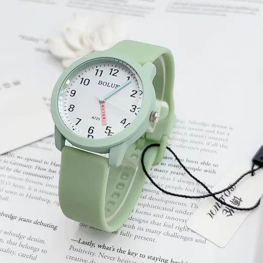 BOLUN นาฬิกาข้อมือผู้หญิง หน้าปัดกลม ดีไซน์เข็มที่ทันสมัย สายซิลิโคลน ...