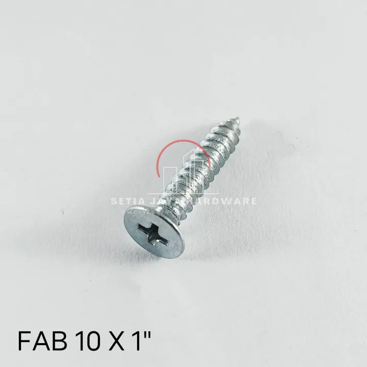 [25 pcs] Sekrup Fab 10 x 1" | Fab 10 x 1 inch | Sekrup Putih Kusen ...