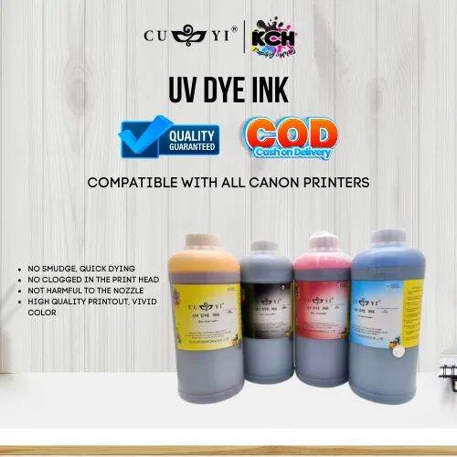 CUYI Dye Ink Refillable for Inkjet Printer 1000ml (1Liter) Black/Cyan ...
