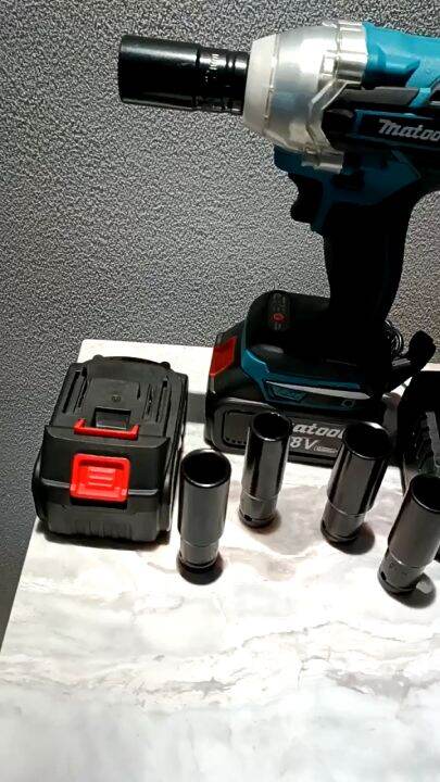 Matool ประแจไฟฟ้า 18V ประแจไฟฟ้าไร้สาย บล๊อคไฟฟ้า แบต 2 ก้อน Brushless Impact Wrench 520 N.M ...