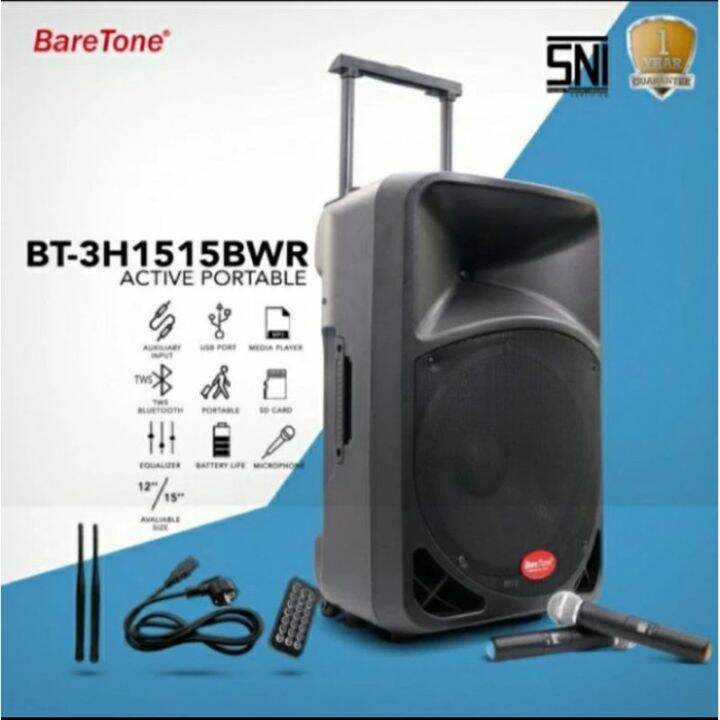 Speaker Portable Amplifier Wireless Baretone BT 3H 1515 BWR - 15 inch Original BT3H 1515 BWR ...